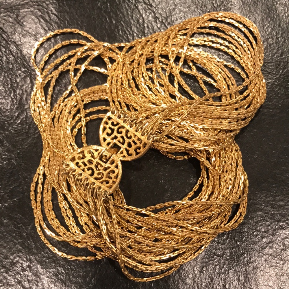 Monet Multichain Gold Tone Strand Necklace - Gem